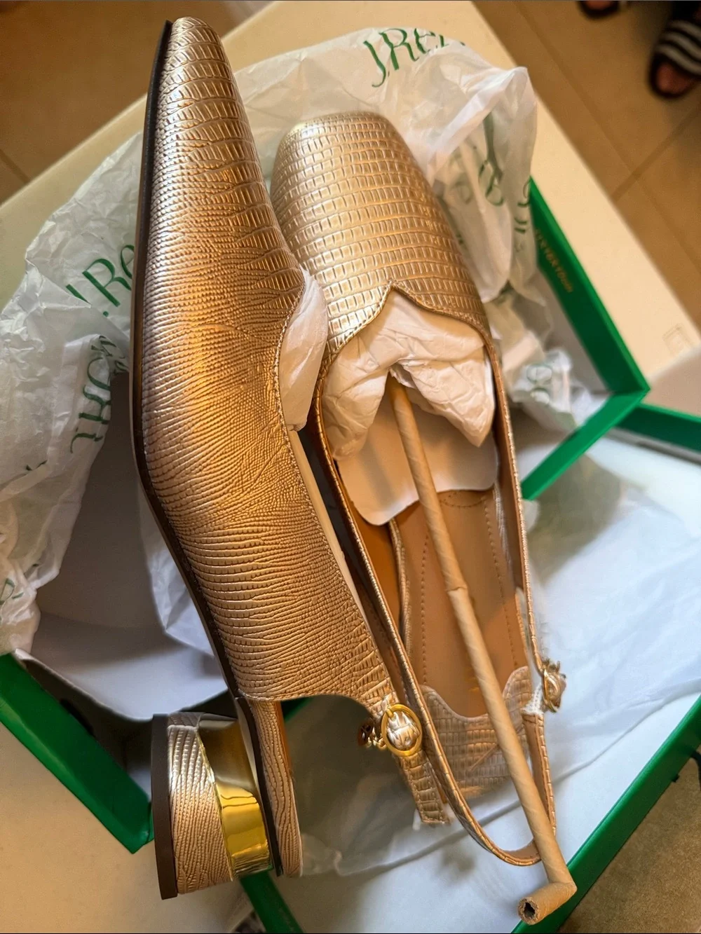 J.Renee | Shoes | Jrenee Emerald Green Box With Gold Logo | Poshmark